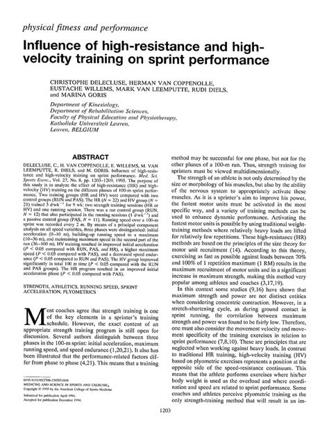 Influence Of High Resistence And High Velocity Training Delecluse Pdf