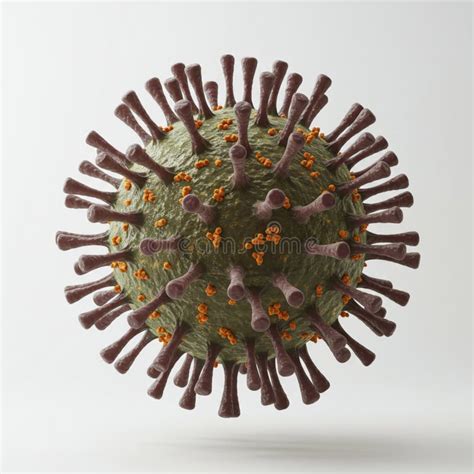3d Illustration Of A Virus With A Spherical Green Body Textured
