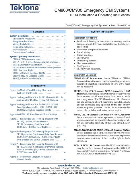 Tektone Cm800 Installation And Operating Instructions Manual Pdf Download Manualslib