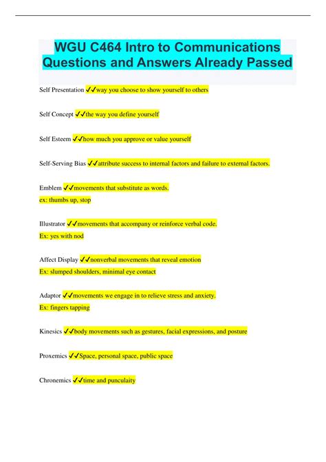 WGU C464 Intro To Communications Questions And Answers Already Passed WGU C464 Stuvia US