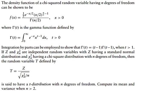 Solved The Density Function Of A Chi Squared Random Variable