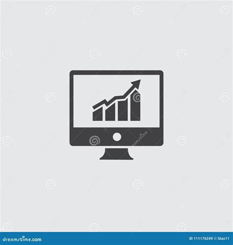 Financial Analytic Chart Graphs On Computer Monitor Flat Icon Stock