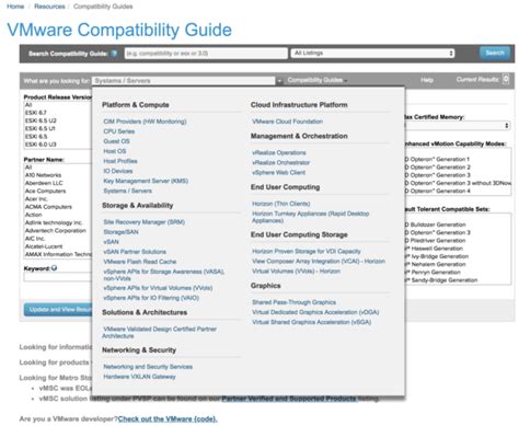 Using The VMware Compatibility Guide And Matrix VMiss Net