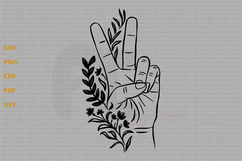 Floral Peace Sign Hand Svg Flower Svg Graphic By Craftabledesign