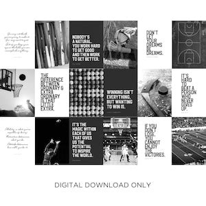 Sports Wall Collage Kit For Teen Dorm Room Football Basketball Baseball Soccer Ice Hockey Photos
