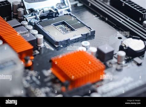 Socket For The CPU In The Motherboard Close Up Stock Photo Alamy