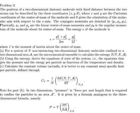 Problem 3 The Position Of A Two Dimensional Diatomic