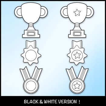 Trophy Medals And Awards Black And White Clipart Clip Art Tpt