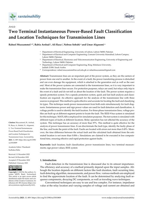 Pdf Two Terminal Instantaneous Power Based Fault Classification And Location Techniques For