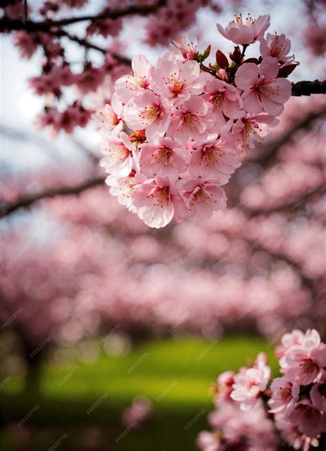 Premium Photo Closeup Of Pink Cherry Blossom Tree