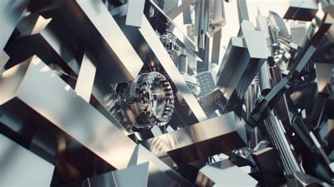 Abstract Metallic Geometric Structures In 3d Render Stock Illustration Illustration Of