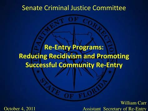 Ppt Re Entry Programs Reducing Recidivism And Promoting Successful