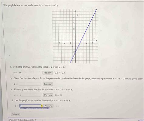 Solved The Graph Below Shows A Relationship Between X And Y A Using The Graph Determine The