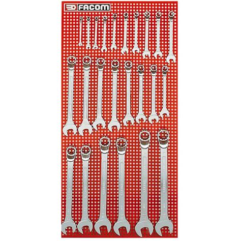 Facom 6 Piece Offset Ratchet Combination Spanner Set Metric