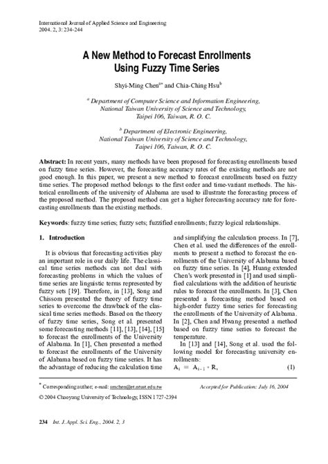 Pdf A New Method To Forecast Enrollments Using Fuzzy Time Series