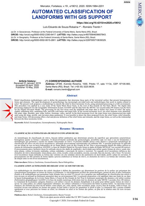 Pdf Automated Classification Of Landforms With Gis Support