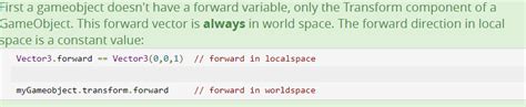 does vector3 forward give the local direction or world direction r