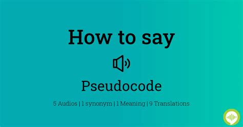 How To Pronounce Pseudocode
