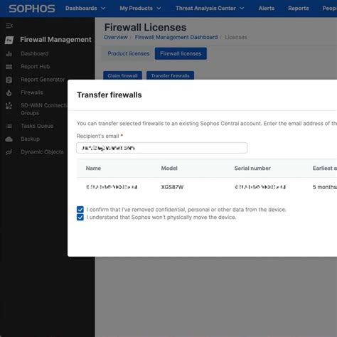 Transfer Sophos Firewall To Another Account Avanet