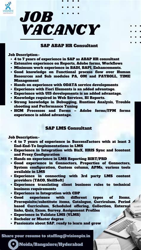 Visionpix Technologies Llp On Linkedin Hiring Sap Sapabap Saphr