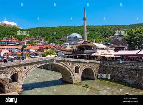 Stone Bridge Sinan Pasha Mosque And Houses In The Old Town On The
