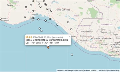 Temblor De 44 Sacude Tonalá Chiapas