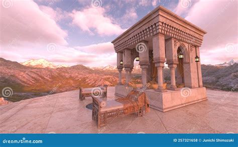 3d rendering of the temple at the summit stock illustration