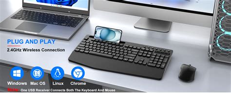 Edjo Wireless Keyboard And Mouse Combo Full Size Ergonomic Wireless Computer