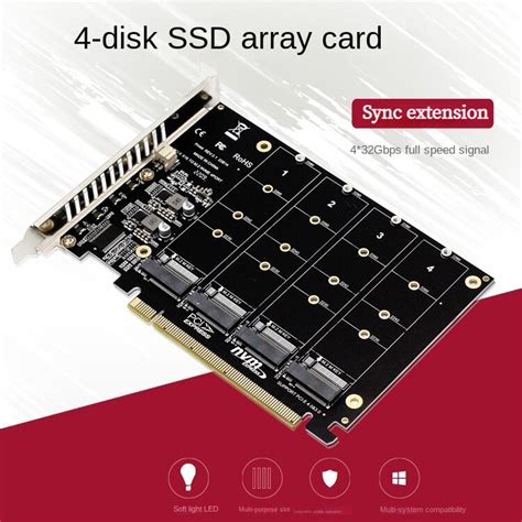Riser Nvme 4 Disk Ssd Array Card Pci E Raid Card Signal Splitting