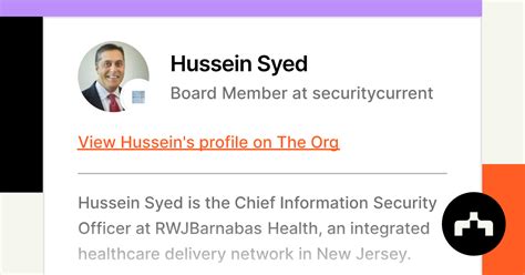 Hussein Syed Board Member At Securitycurrent The Org
