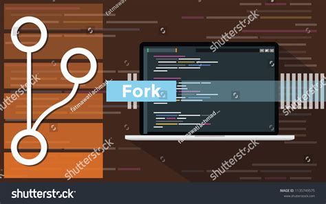Fork Git Concept Icon Line Style Stock Vector Royalty Free 1135749575