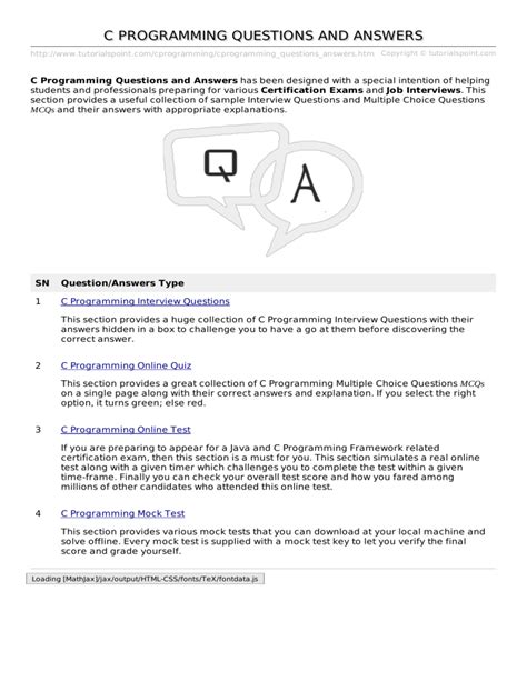 C Programming Questions And Answers For Exams And Interviews