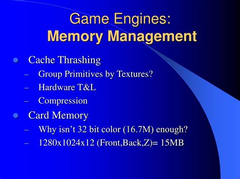 Memory Management Techniques In Game Engines Using Assembly Language