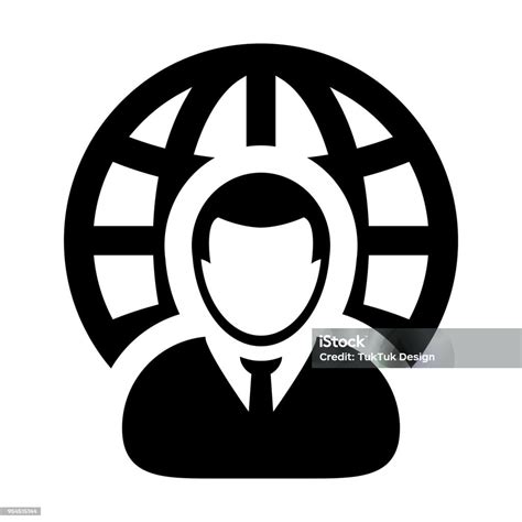 비즈니스 아이콘 벡터 남성 사람 프로필 아바타 문양 그림에서 국제 네트워크 연결에 대 한 글로브 기호 경영자에 대한 스톡 벡터 아트 및 기타 이미지 Istock