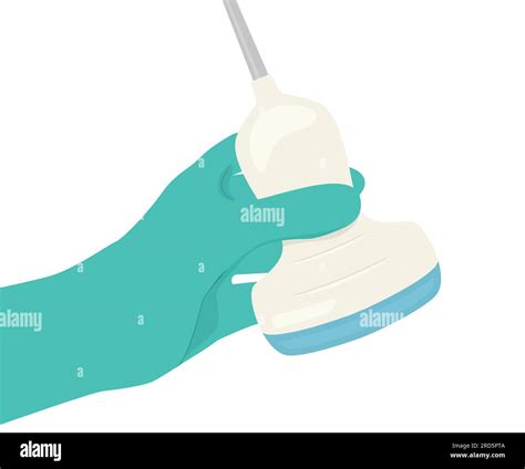 Doctor Hand Holding Ultrasound Probe Vector Illustration Stock Vector