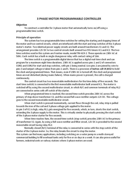 3 Phase Motor Programmable Controller Report 2 Download Free Pdf Switch Relay
