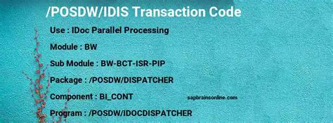 posdw idis sap tcode for idoc parallel processing