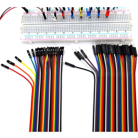 Pack Solderless Plug In Breadboard With Pack Jumper Wires Tie Point Power Rails