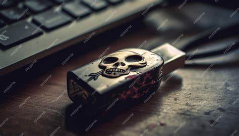 Ai가 생성한 두개골의 어두운 배경 으스스한 정물 Ai 생성 이미지