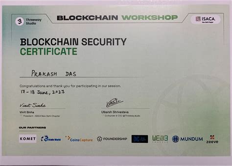Prakash Das On Linkedin Recently Attended A Two Day Workshop On Blockchain Security Organised By