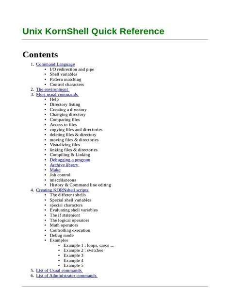 Unix Kornshell Quick Reference Pdf Computing Software