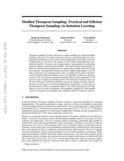 Distilled Thompson Sampling Practical And Efficient Thompson Sampling Via Imitation Learning