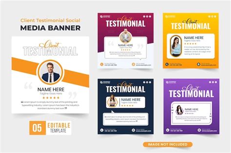 Premium Vector Client Testimonial Social Media Post Vector Collection With Creative Shapes