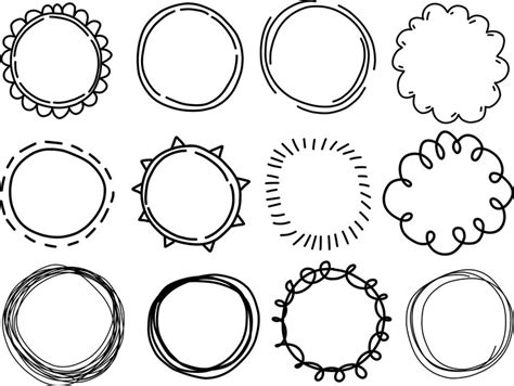 Premium Vector Colorless Black And White Squiggle Doodle Circle