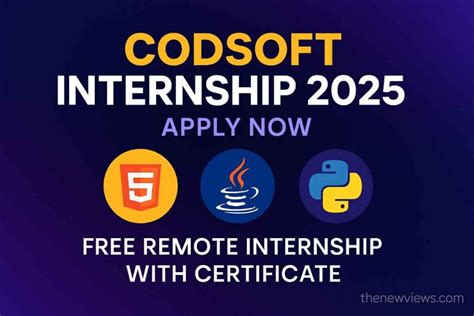 Codsoft Internship 2025 Registration Open Apply Now