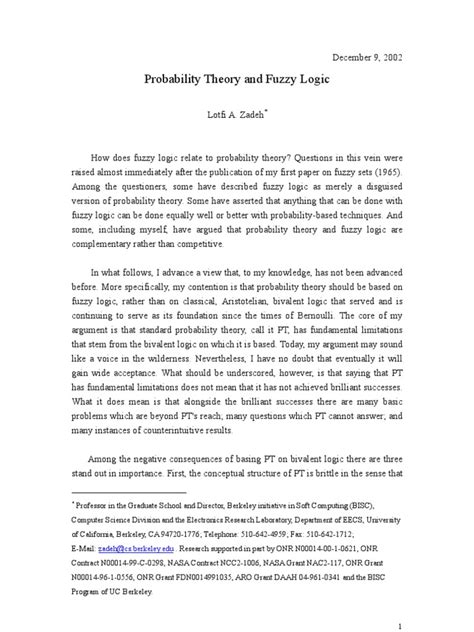Zadeh Probability Theory And Fuzzy Logic Pdf Perception Logic