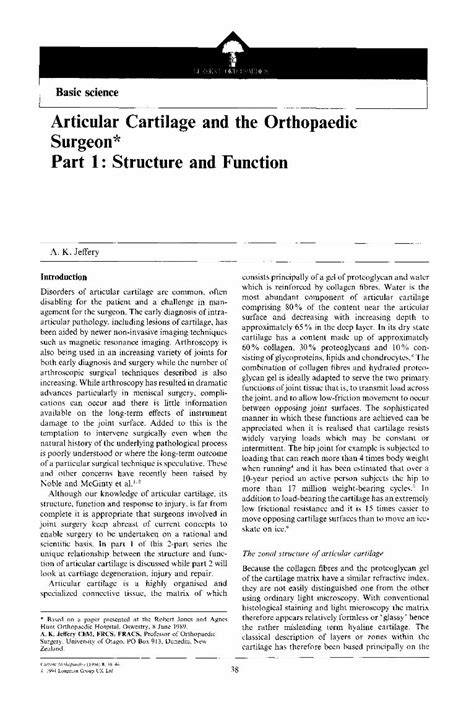 pdf articular cartilage and the orthopaedic surgeon part 1 structure