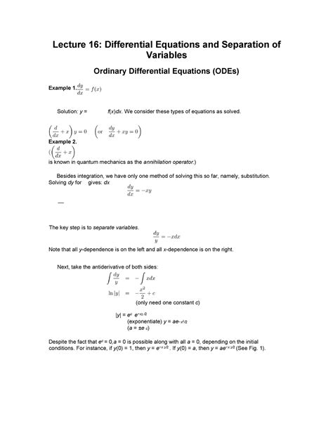 calculus 1 lecture 16 math 04a lecture 16 differential equations