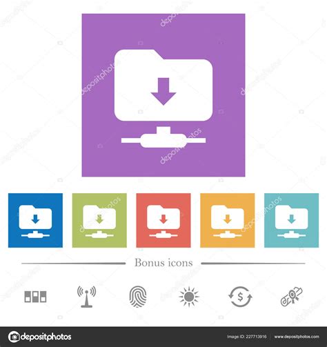 Ftp Navigate Flat White Icons Square Backgrounds Bonus Icons Included Stock Vector By