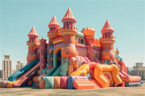 Vibrant Inflatable Play Structures Ai Stock Illustration